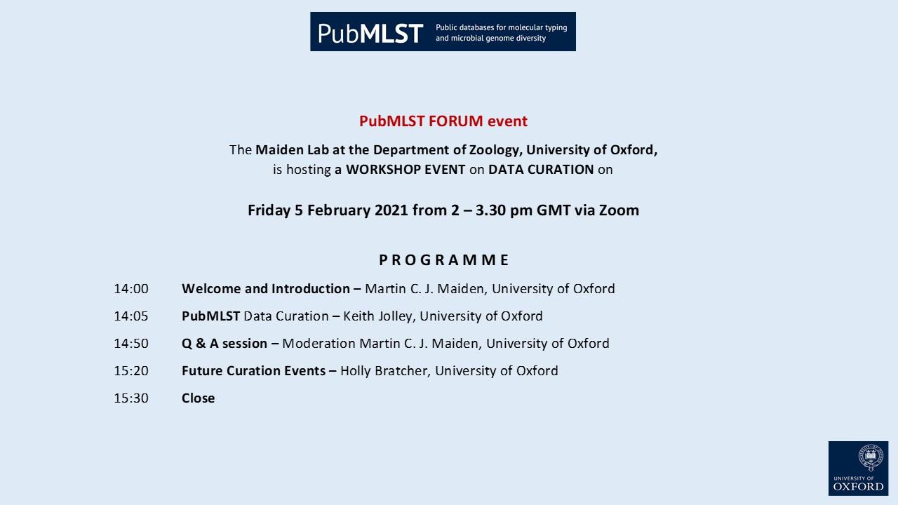 PubMLST FORUM event (Curation) | maidenlab