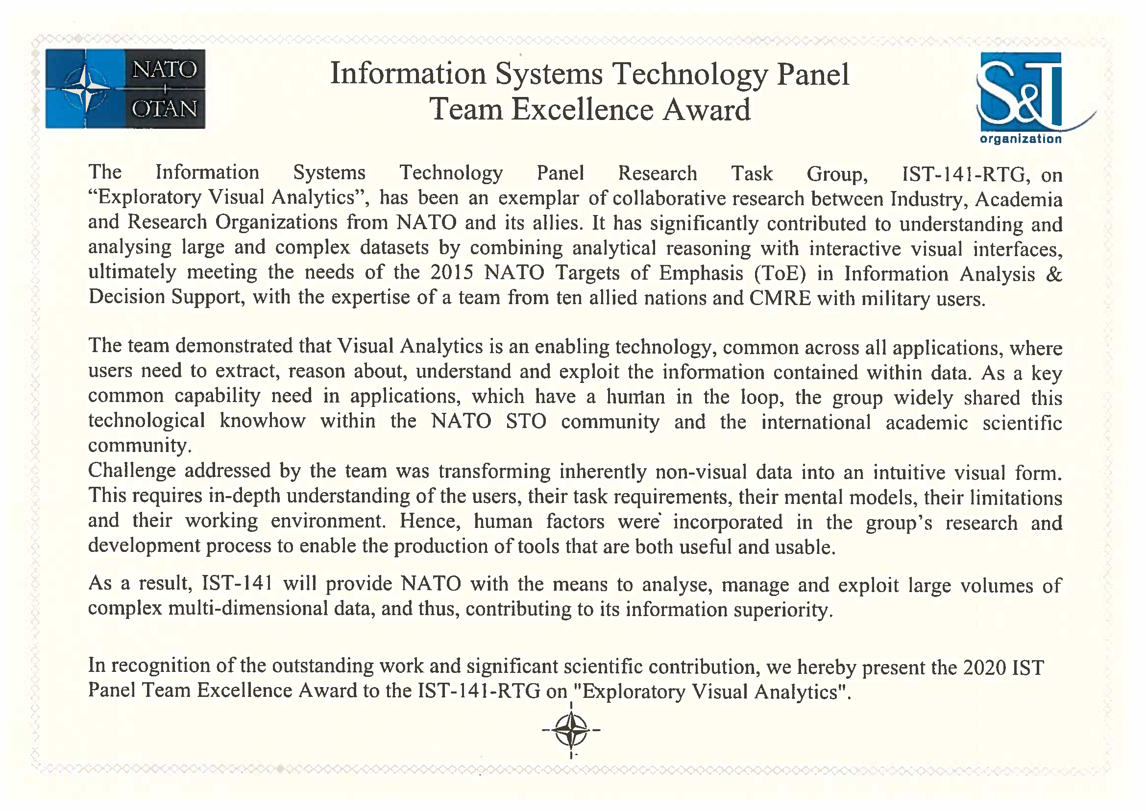 Information system Technology (IST) Panel Team Excellence Award | maidenlab